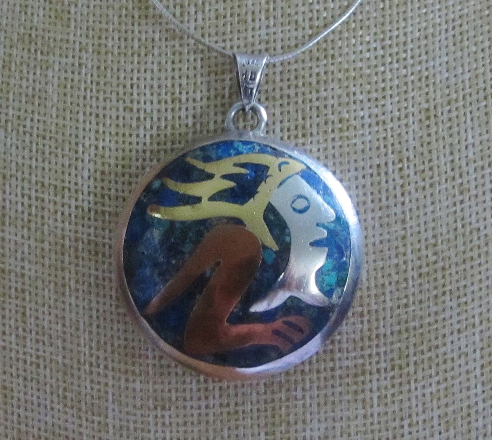 Vintage Aztec Sterling Silver Pendant Mixed Metals | Etsy