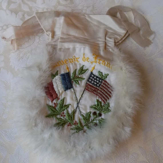 Antique Embroidered Silk Purse, World War I Victory, … - Gem