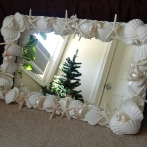 White Shell Mirror - Nautical Mirror - Beach House Decor - Etsy