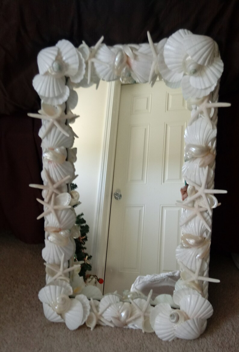 White Shell Mirror Nautical Mirror Beach House Decor - Etsy