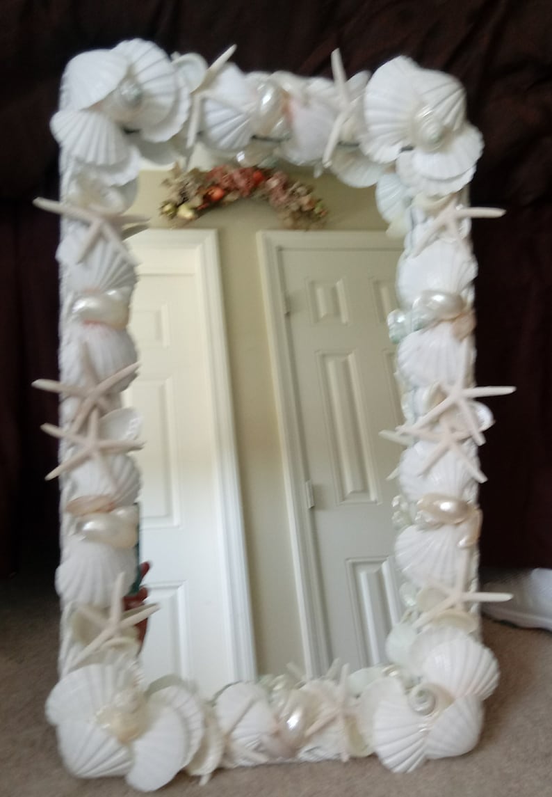White Shell Mirror Nautical Mirror Beach House Decor - Etsy