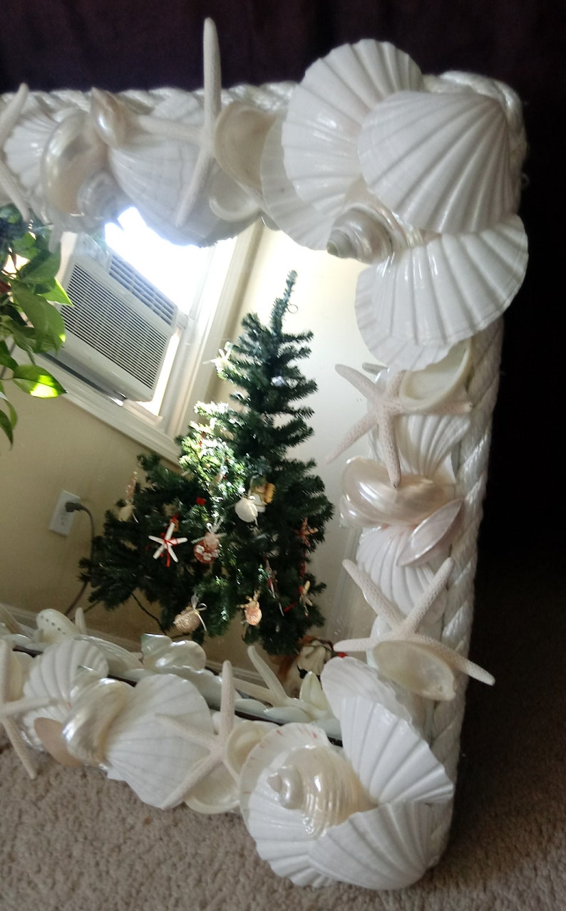 White Shell Mirror Nautical Mirror Beach House Decor - Etsy