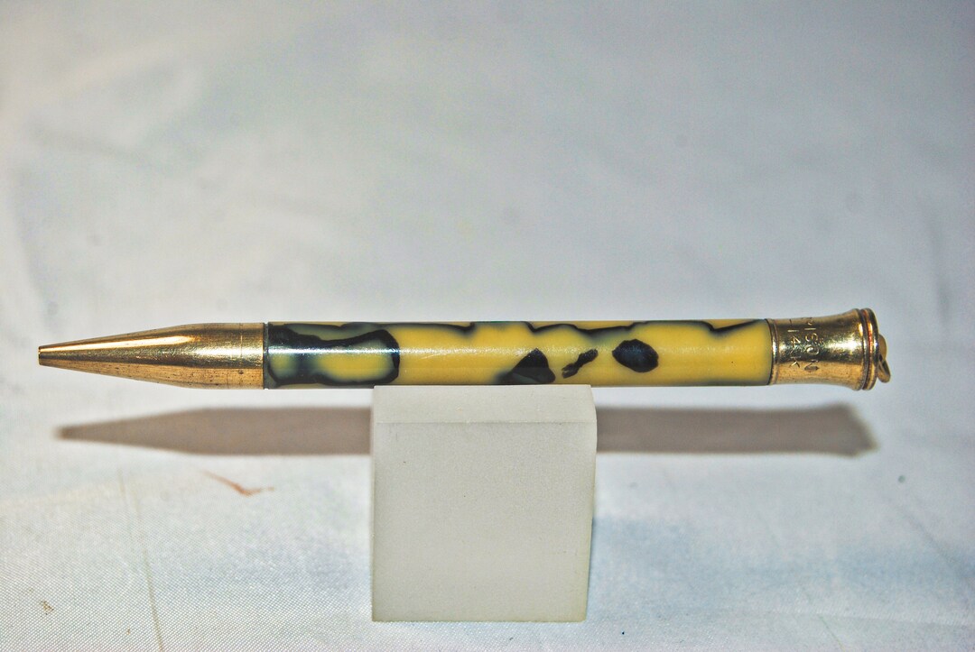 Morrison Celluloid Pencil W/ 14k Ring Cap and Marbled Black and Green ...