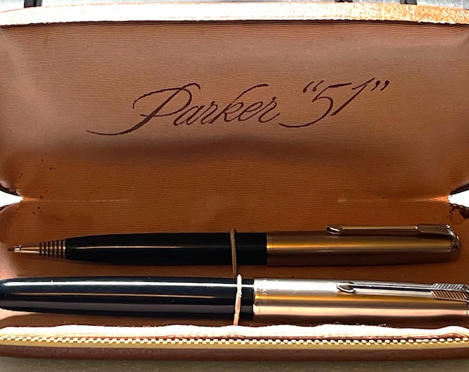 Working 1950's Parker 51 Mark 1 Blue Cedar Fountain Pen/pencil Set - Etsy