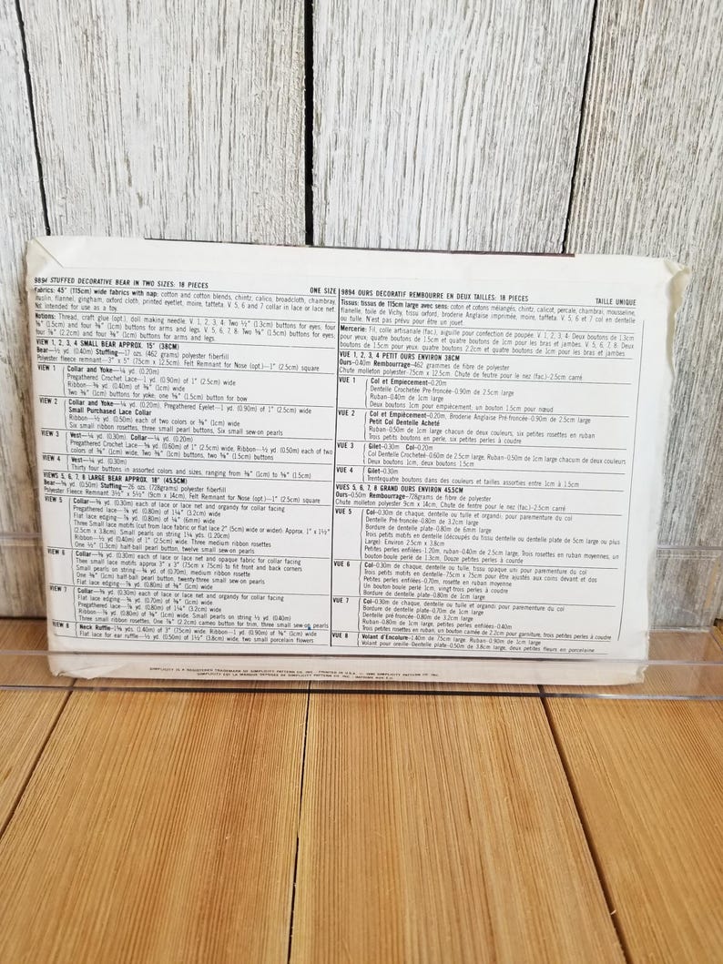 Simplicity Crafts 9894 Sewing Pattern Stuffed Bear Joined Teddy Bear ...