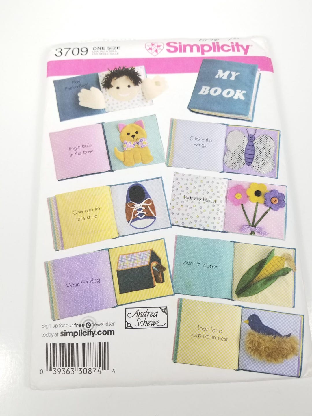Simplicity Pattern 3709 Soft Book Cat Butterfly Shoe Dog Bird Nest ...