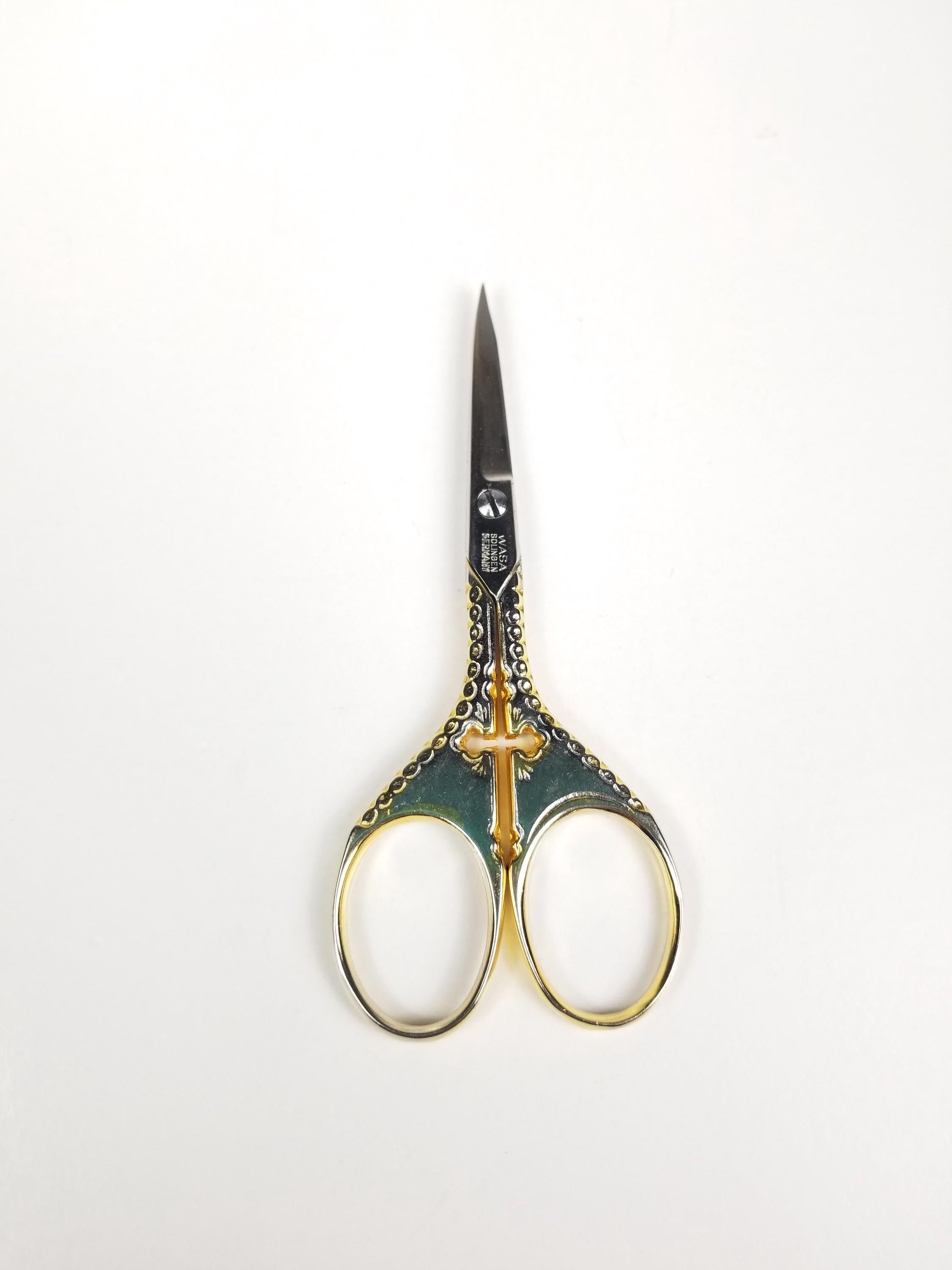 Wasa Solingen Cross Design Gold Embroidery Scissors With Leather Sheath ...