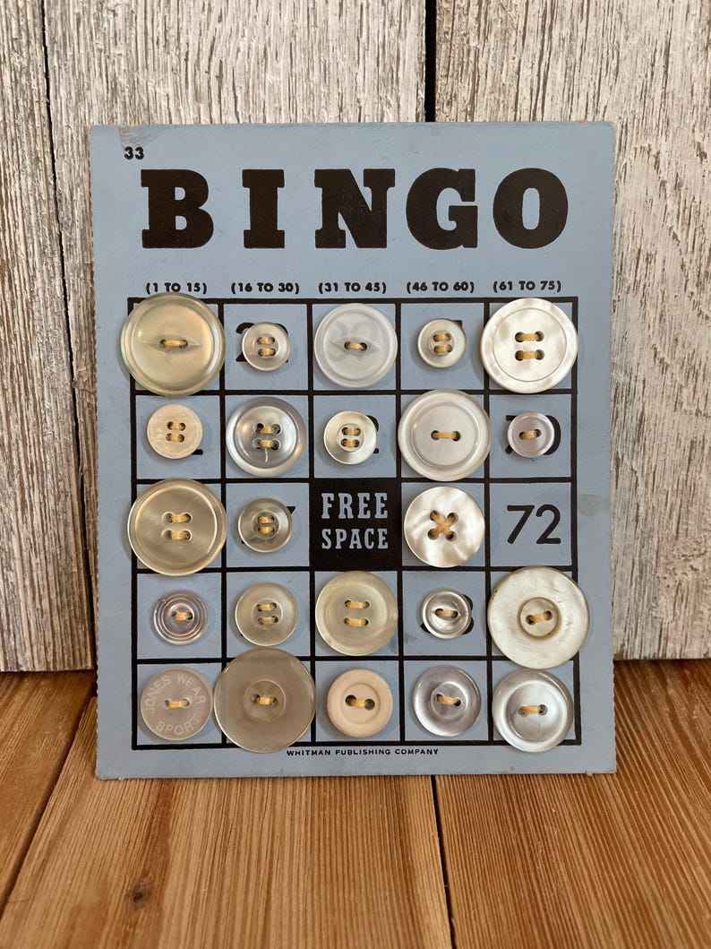 Vintage Button Lot on Bingo Card U PICK Antique Quirky Cute - Etsy