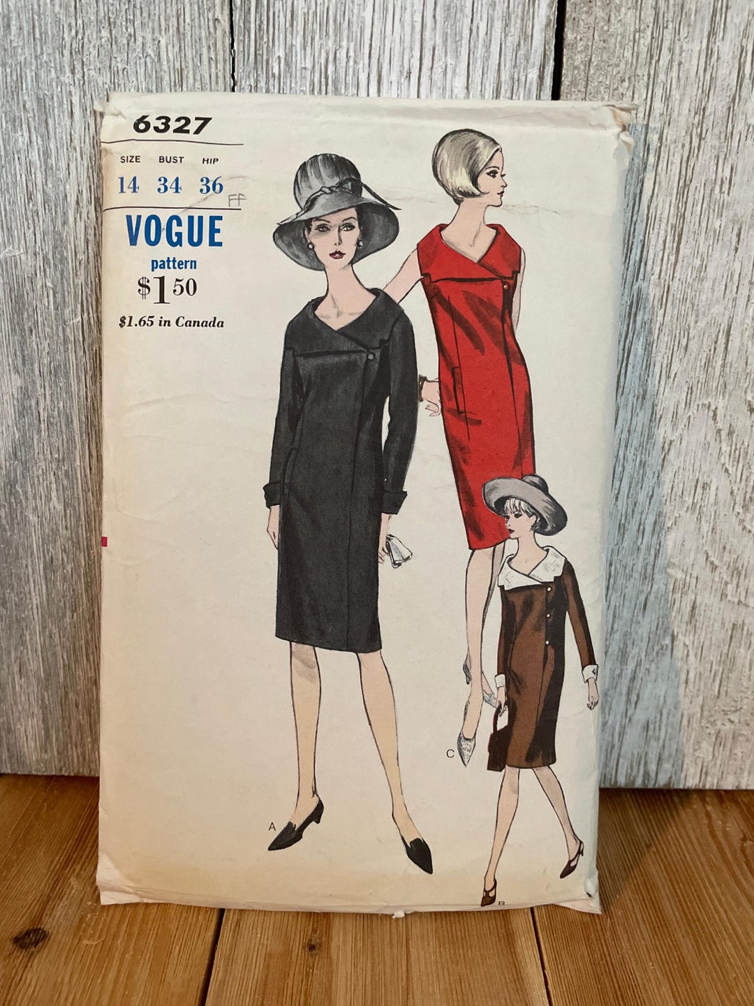 Vogue 6327 1964 Mod One Piece Dress Size 14 Pattern UNCUT FF - Etsy