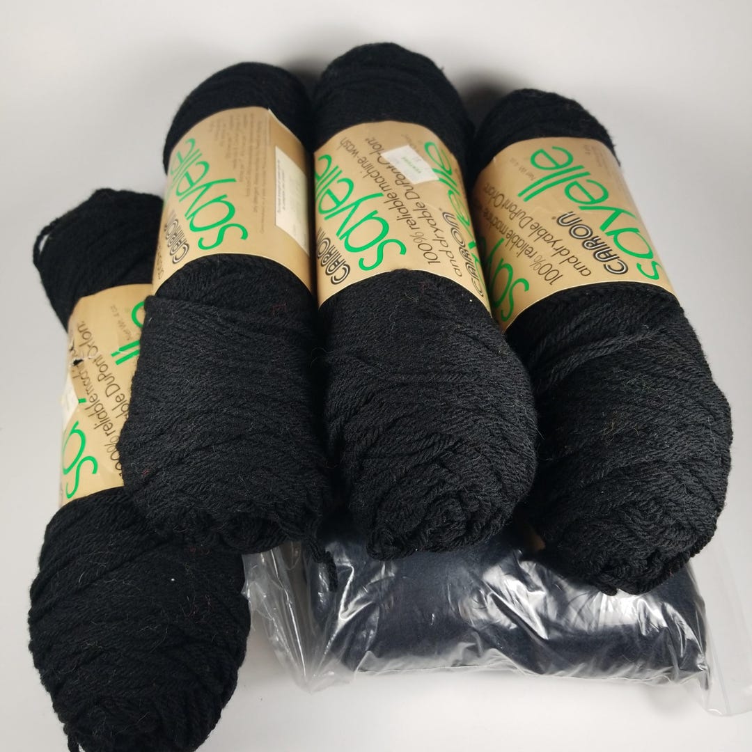 Vintage Caron Sayelle Black Acrylic Yarn 6 Skein Bundle - Etsy
