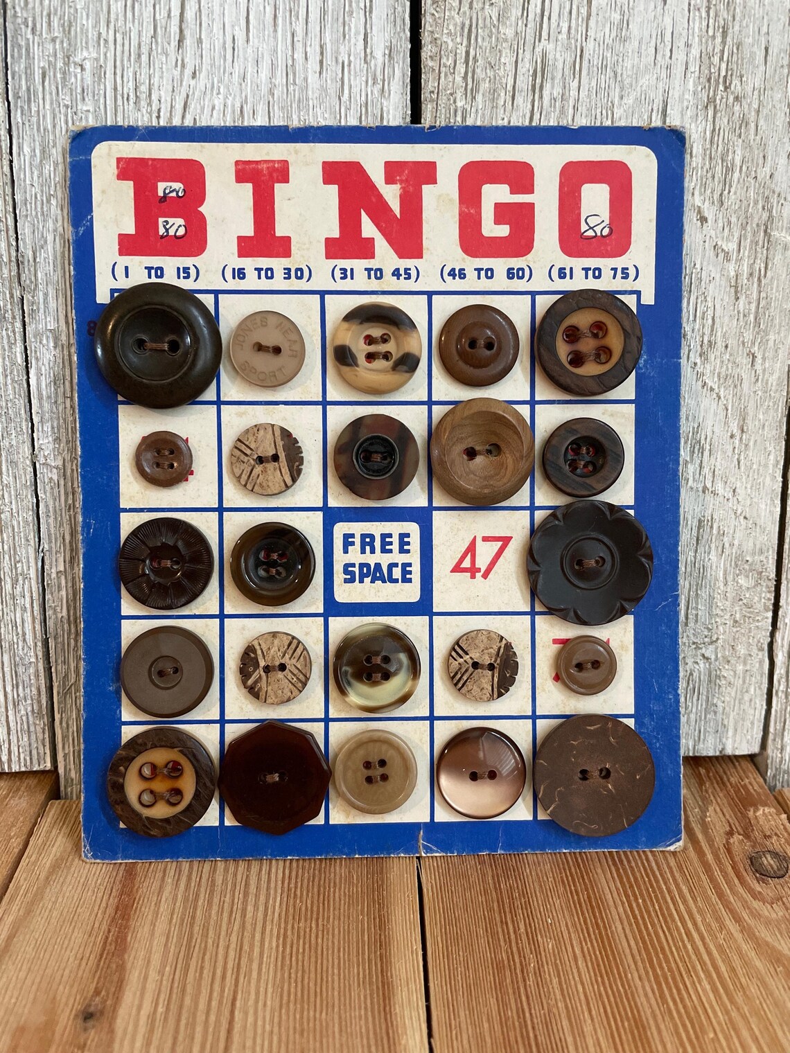 Vintage Button Lot on Bingo Card U PICK Antique Quirky Cute - Etsy