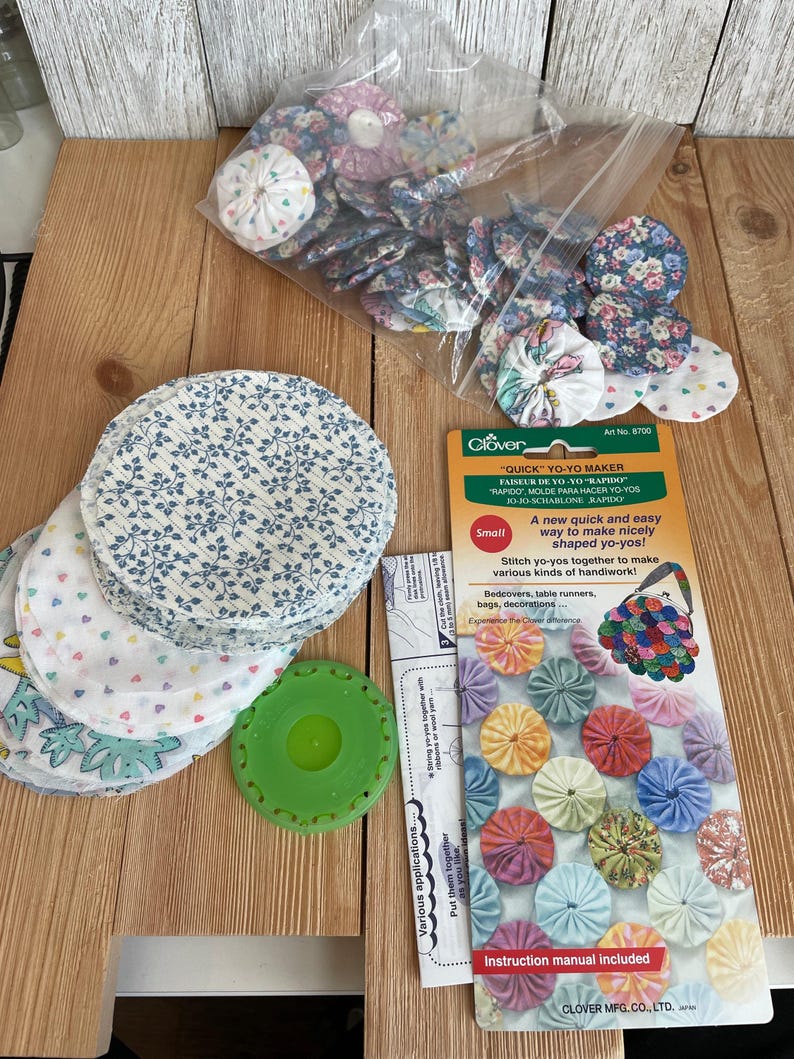 Abandoned Project! 120 Shabby Chic 1980's Fabric Yo-yos, Fabric Circles ...