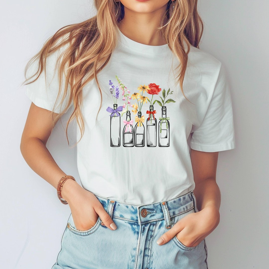 Cute Homestead Garden Floral Vintage Glass Wine Bottle Collection Bow ...