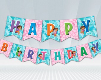 Dora birthday banner | Etsy