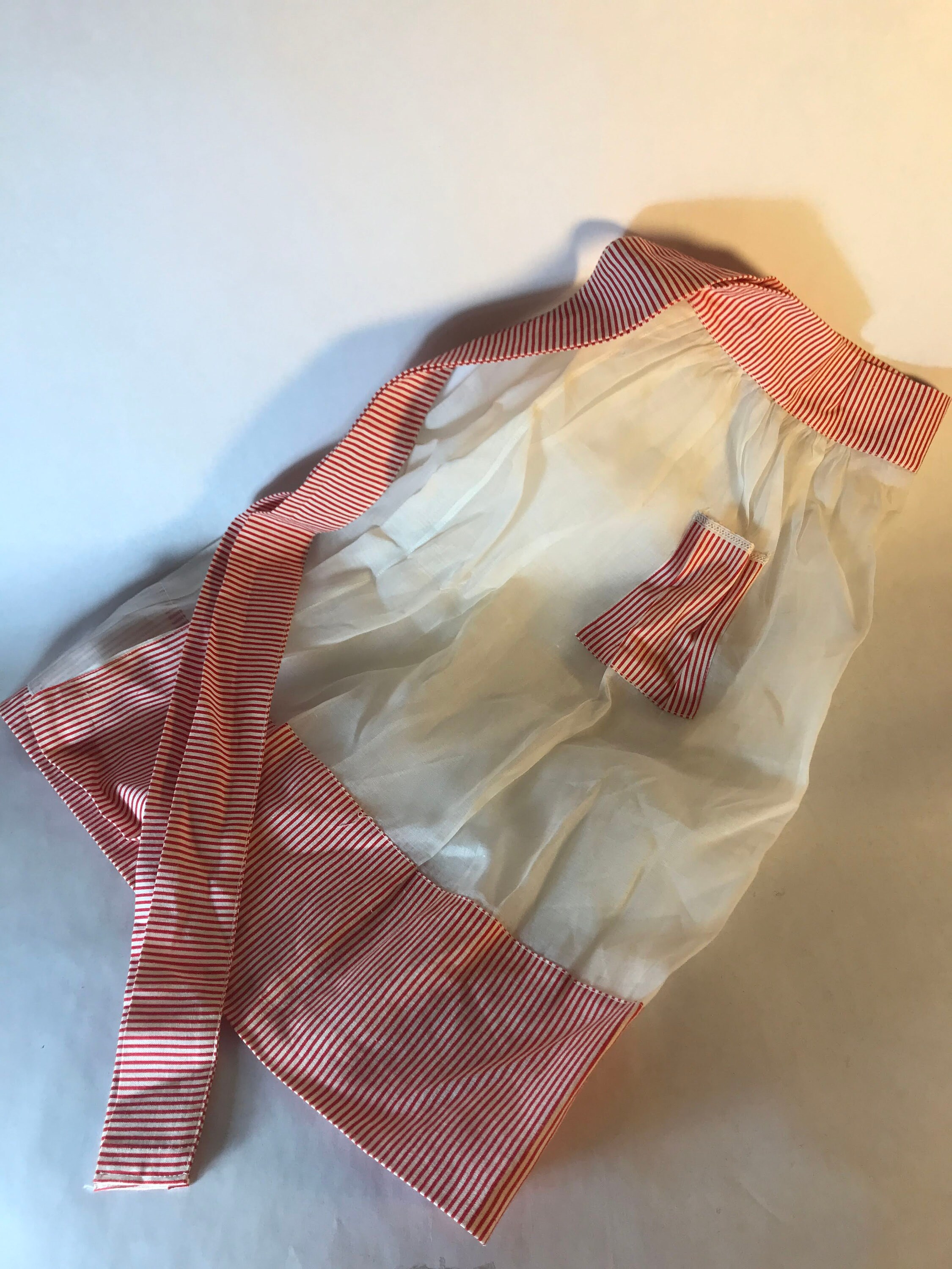 Vintage White Organdy Hostess Apron With Red and White Stripes - Etsy ...