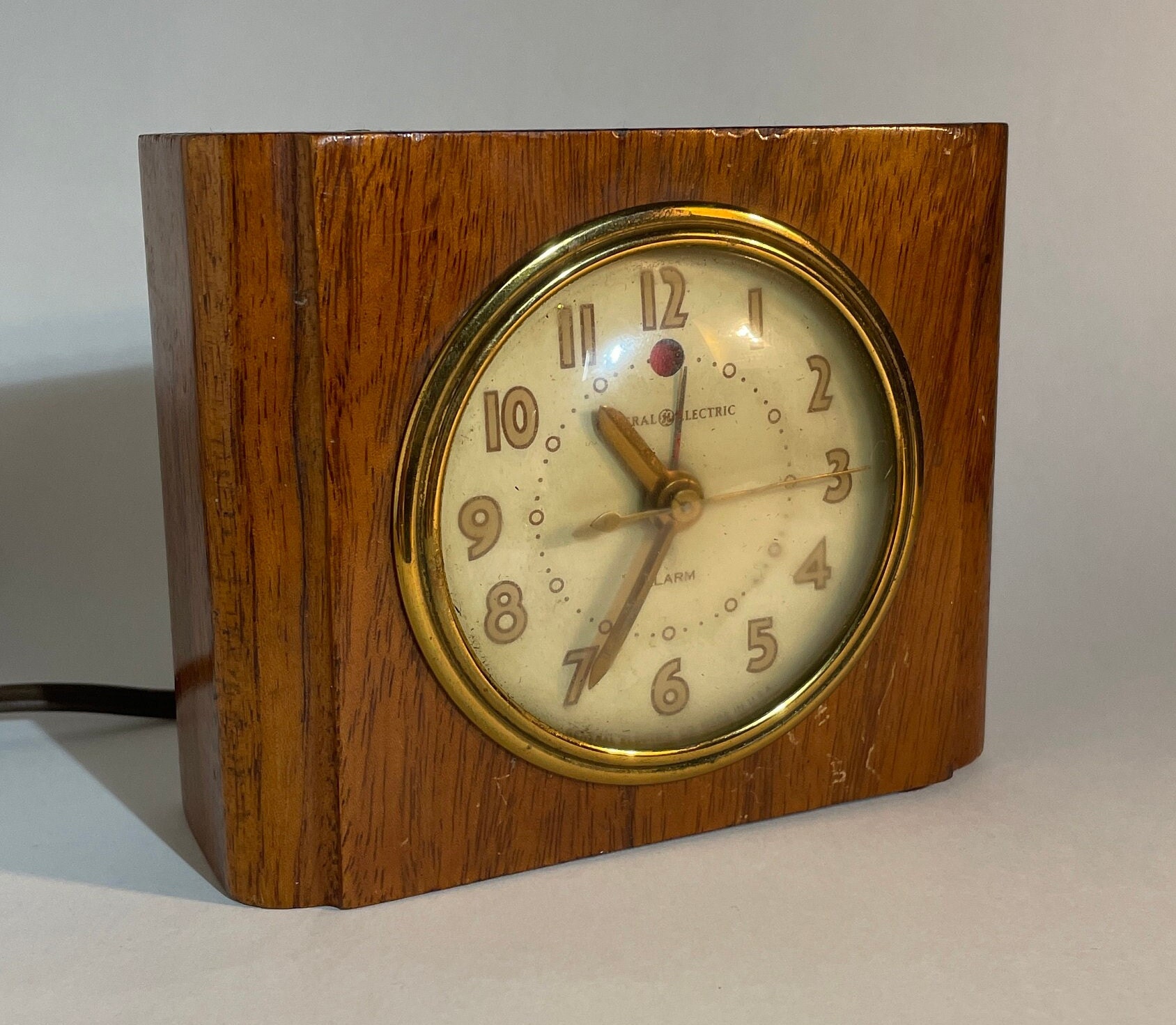 Vintage Deco Wired Electric Wood Alarm Clock - Etsy