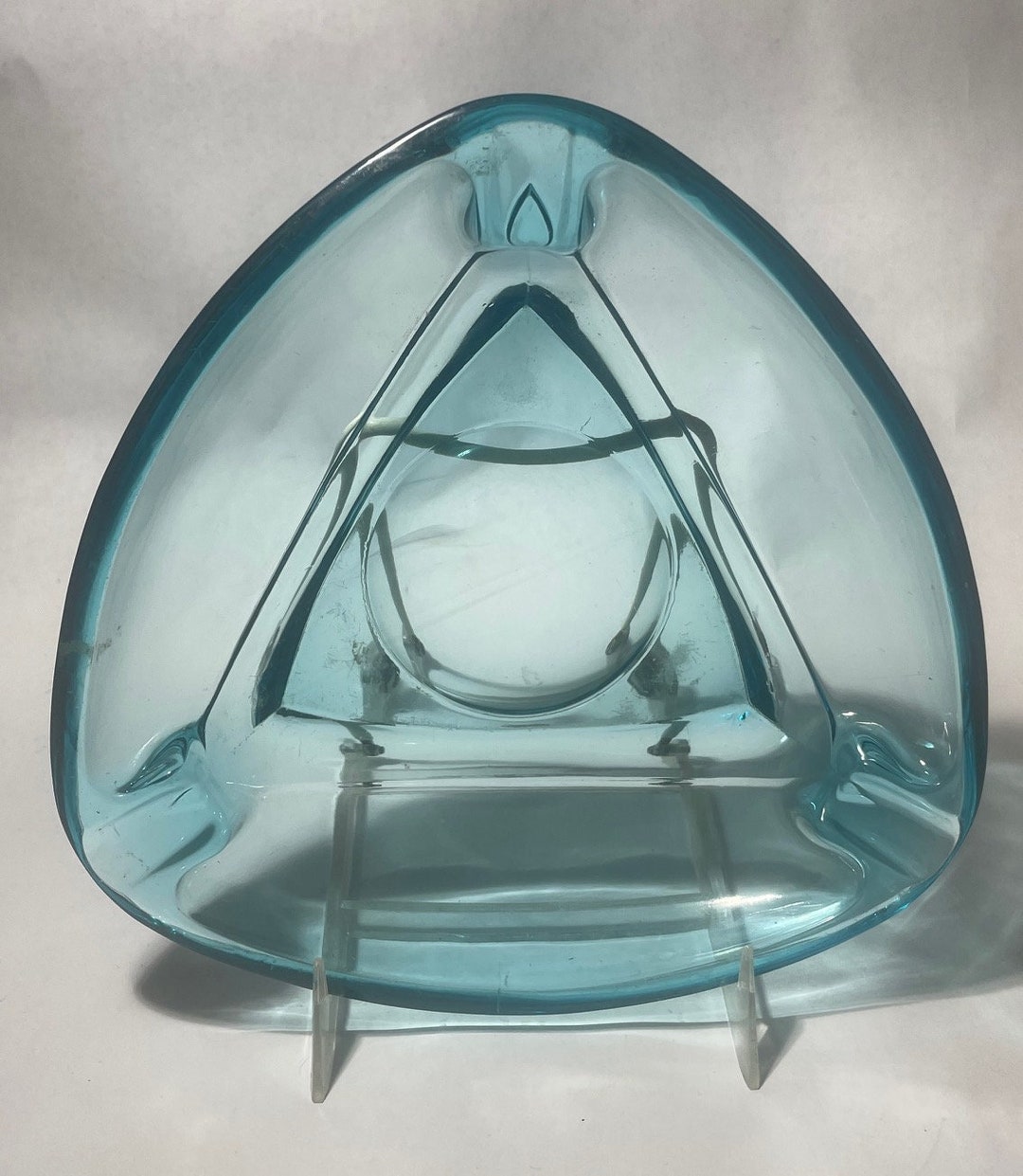 Vintage Aqua Blue Hazel Atlas Triangular Ashtray - Etsy
