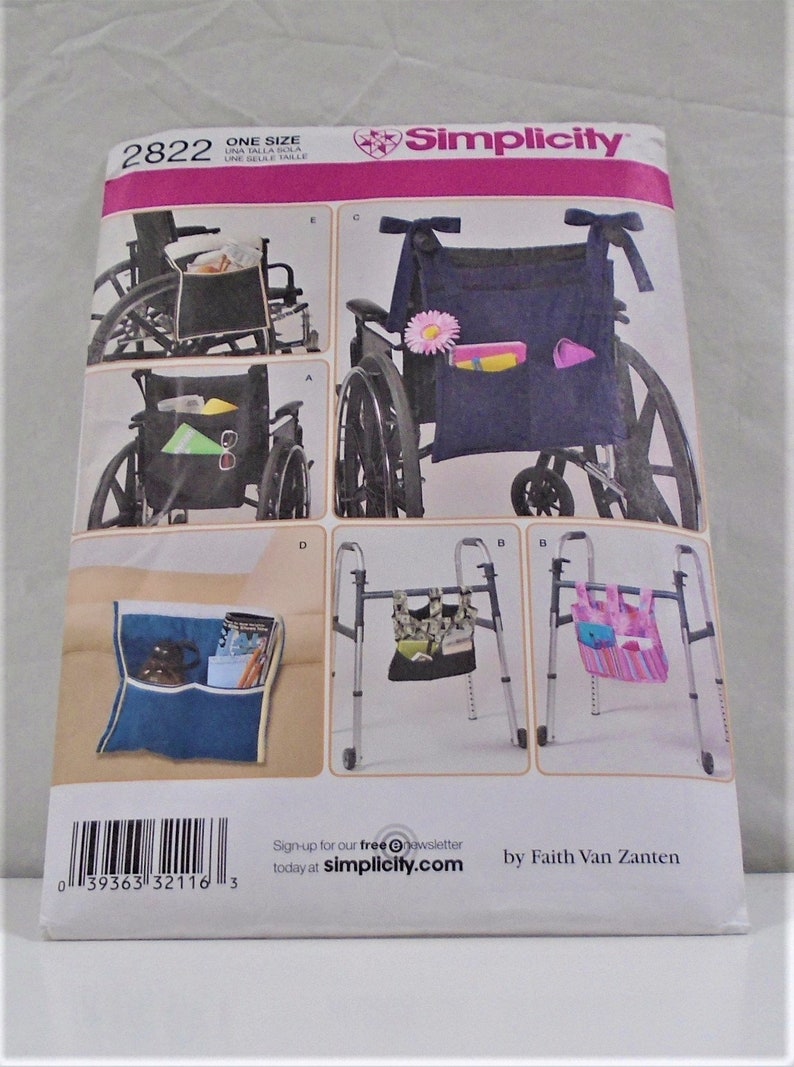 Simplicity 2822, Paper Pattern, Accessories for Wheelchair, Walker and Lounge Chair, Uncut ...