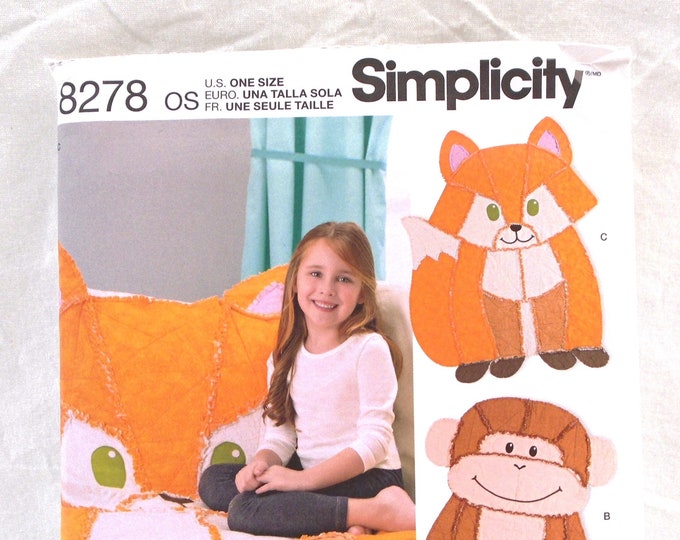 Simplicity Sewing Pattern 8278 - Rag Quilts: Fox, Monkey, Horse - Uncut ...