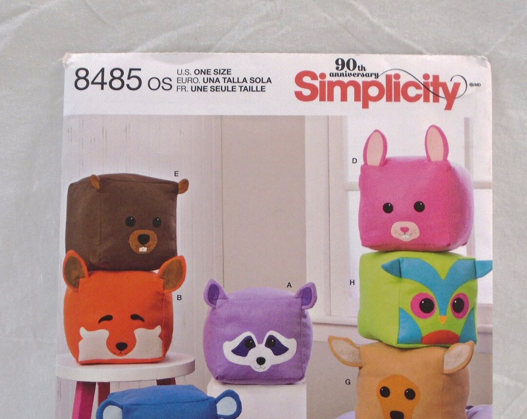 Simplicity 8485, Stuffed Cube Animals, Raccoon, Fox, Squirrel, Bunny ...