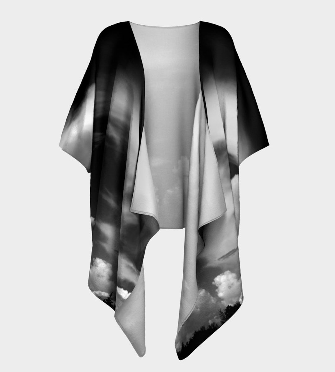 Elegant Designer-style Draped Kimono Jacket • Cloudscape • Exclusive ...