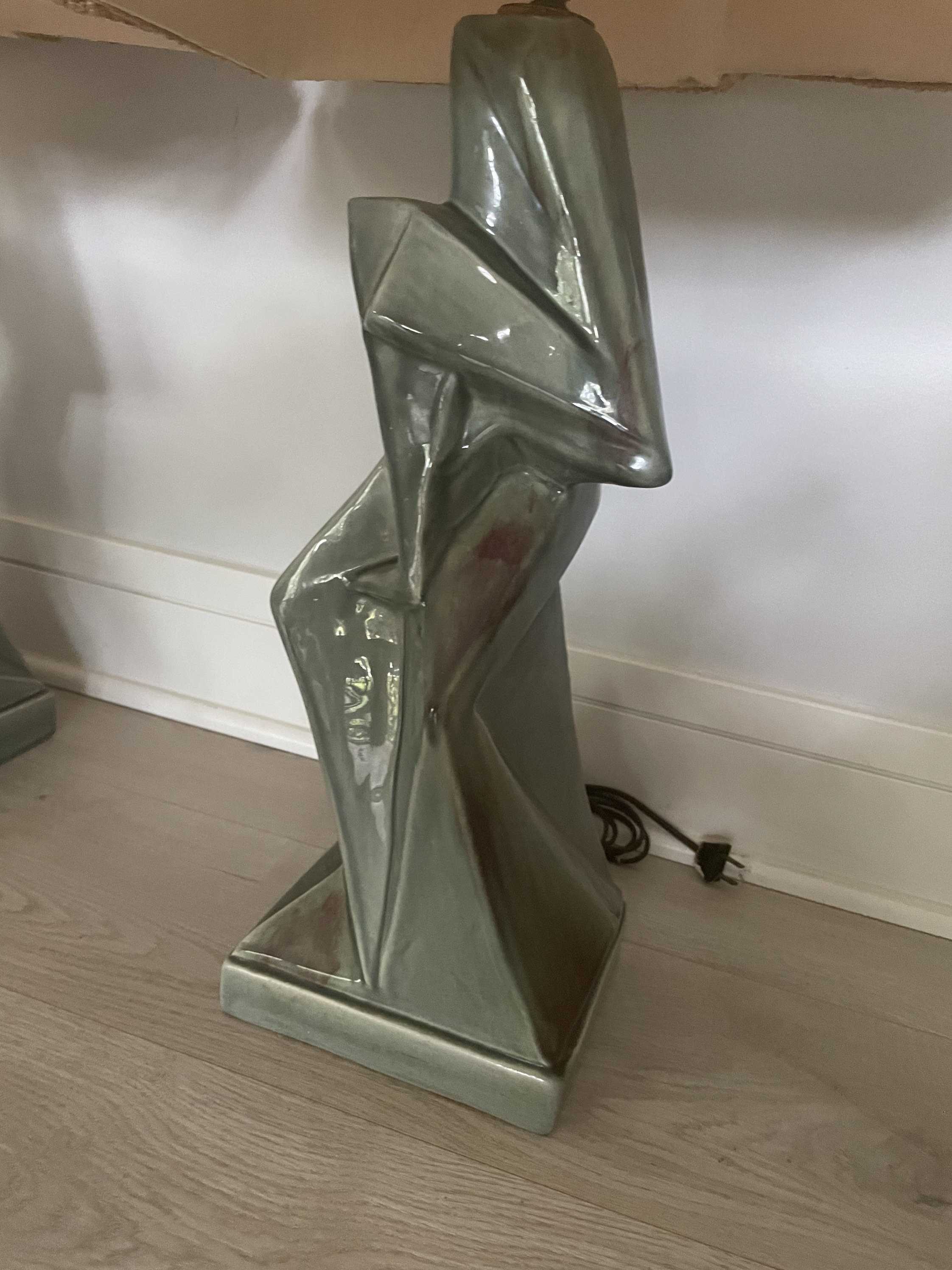 1950s Cubist Green Ceramic Table Lamps Original Shades - Etsy