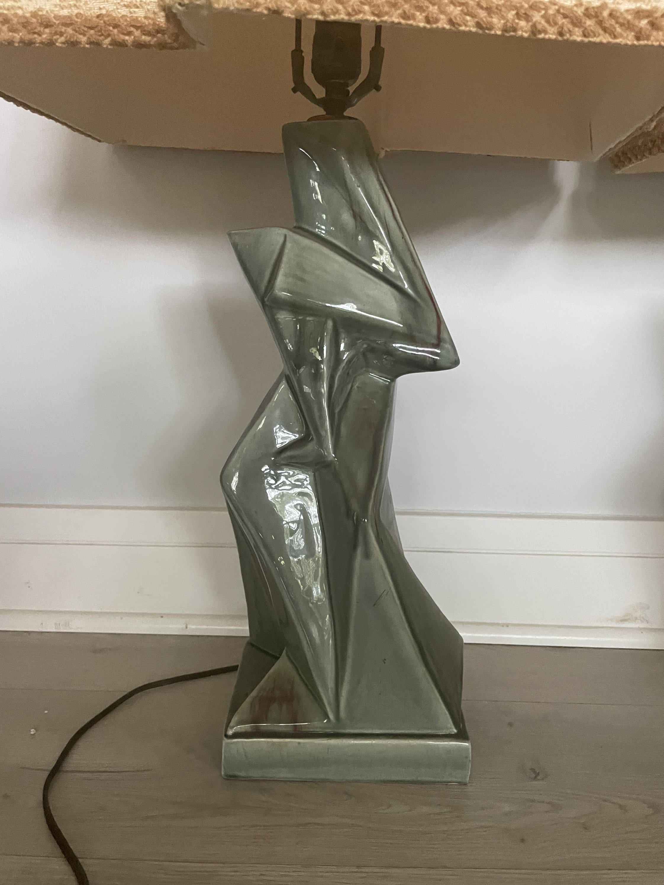 1950s Cubist Green Ceramic Table Lamps Original Shades - Etsy