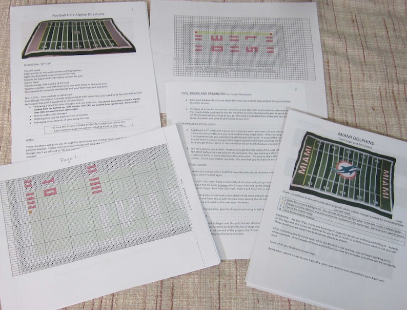 Pattern Chart for Crochet Football Field Afghan Blanket - Miami ...