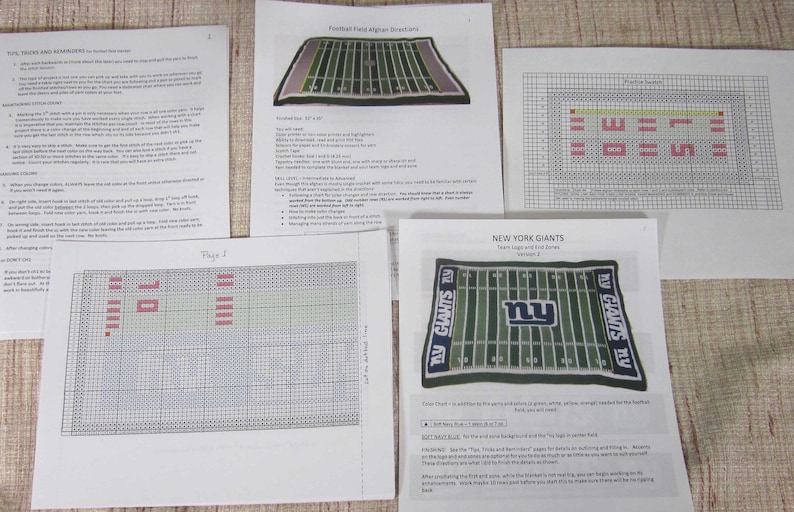 Pattern Chart for Crochet Football Field Afghan Blanket - New York ...