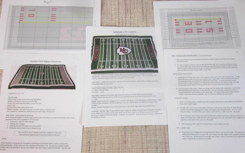 Kansas City Chiefs - Pattern Chart and Directions for Crochet Football ...