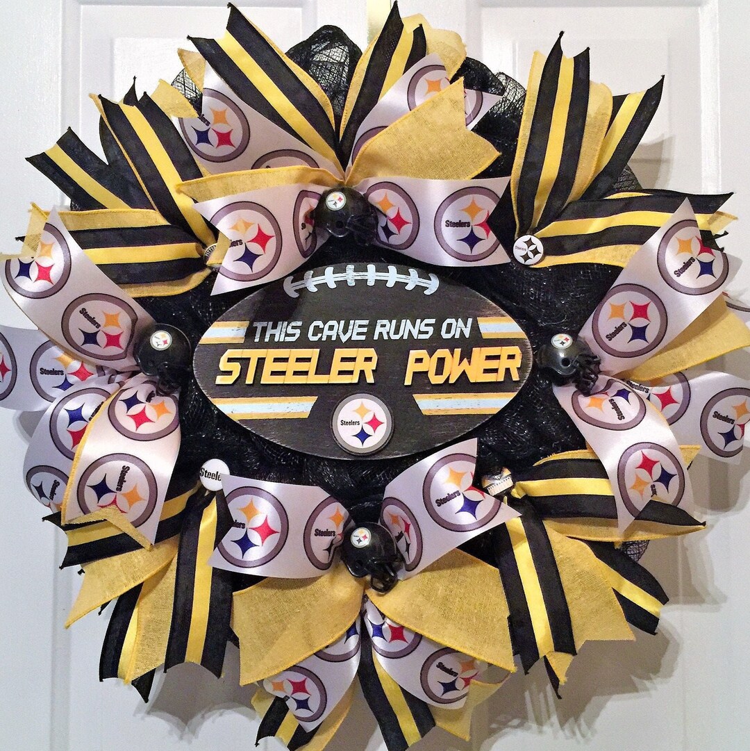 Pittsburgh Steelers Wreath: Handmade Football Decor With Team Ribbons ...