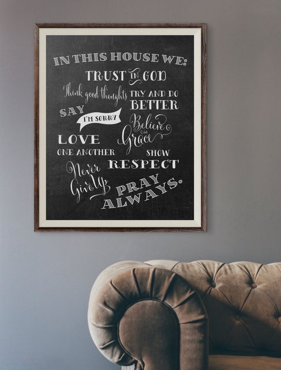 In This House Family Rules Printable .JPG Art 5x7 8x10 - Etsy