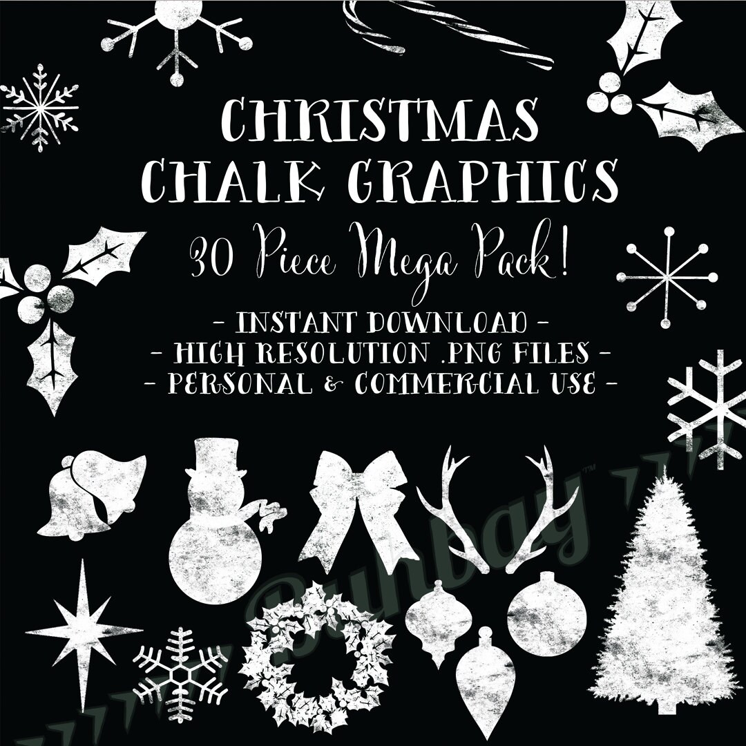 Premium Christmas Chalk Clip Art Mega Pack - INSTANT DOWNLOAD ...