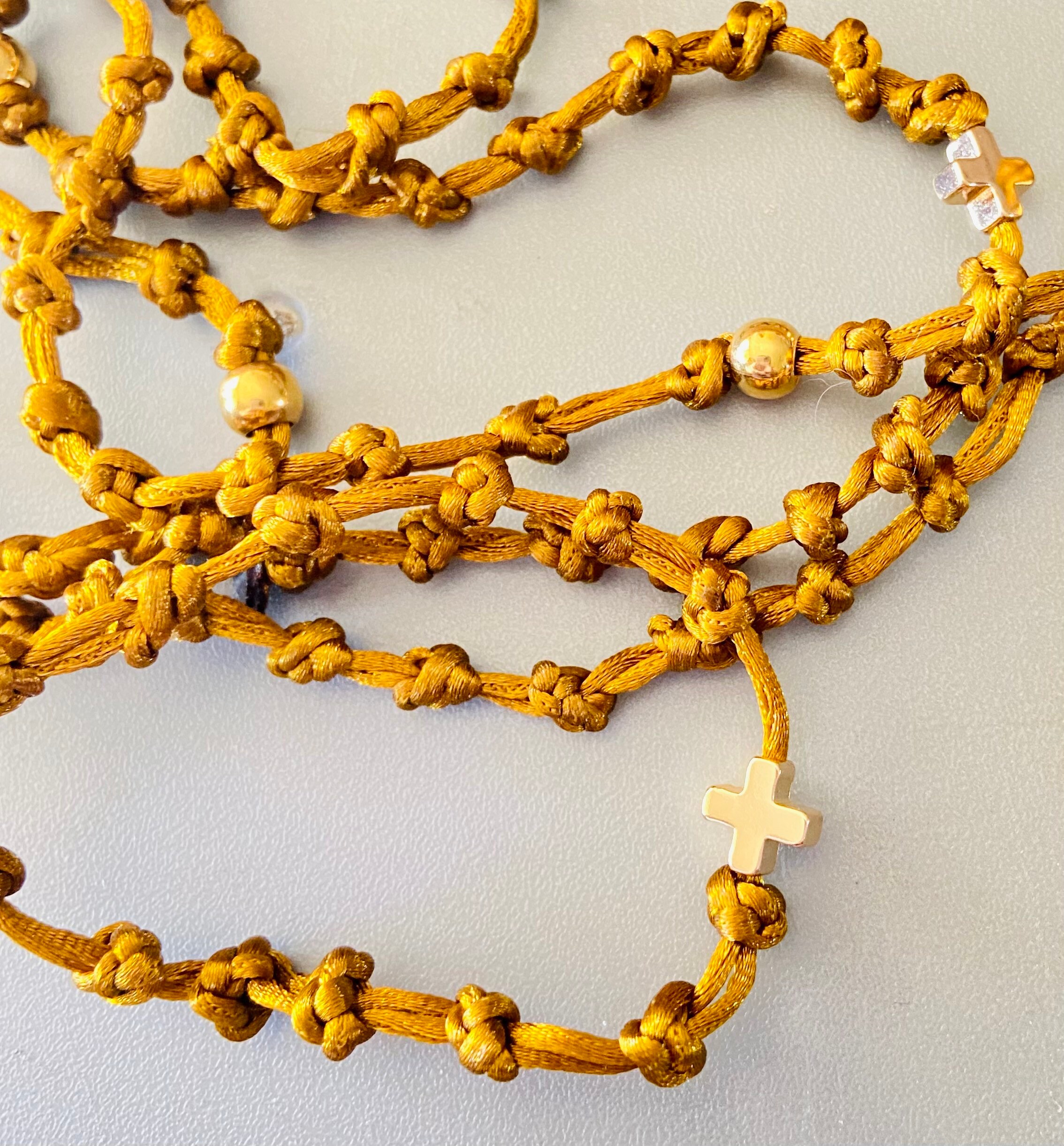 100 Knot Traditionally Tied Greek Orthodox Prayer Rope, Komboskini, Baptism Gift, Pascha, Gold ...