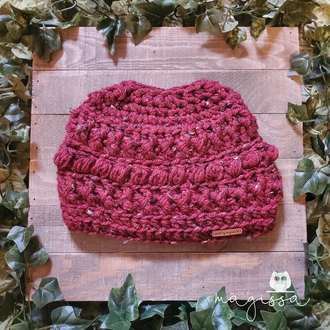 Cozy Winter Bun Hat - Handmade Crochet - Chunky Amara Beanie - Etsy