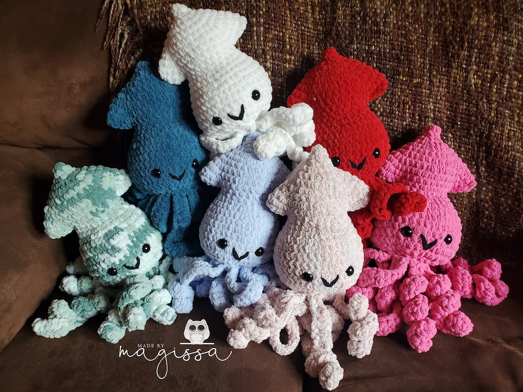 Snuggly Squid Plushie - Handmade Crochet - Emotional Support Squid - Etsy