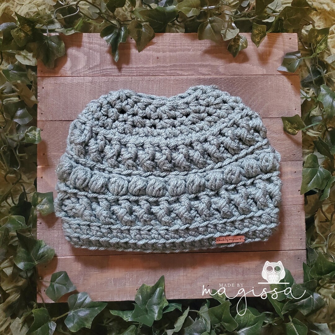 Cozy Winter Bun Hat - Handmade Crochet - Chunky Amara Beanie - Etsy