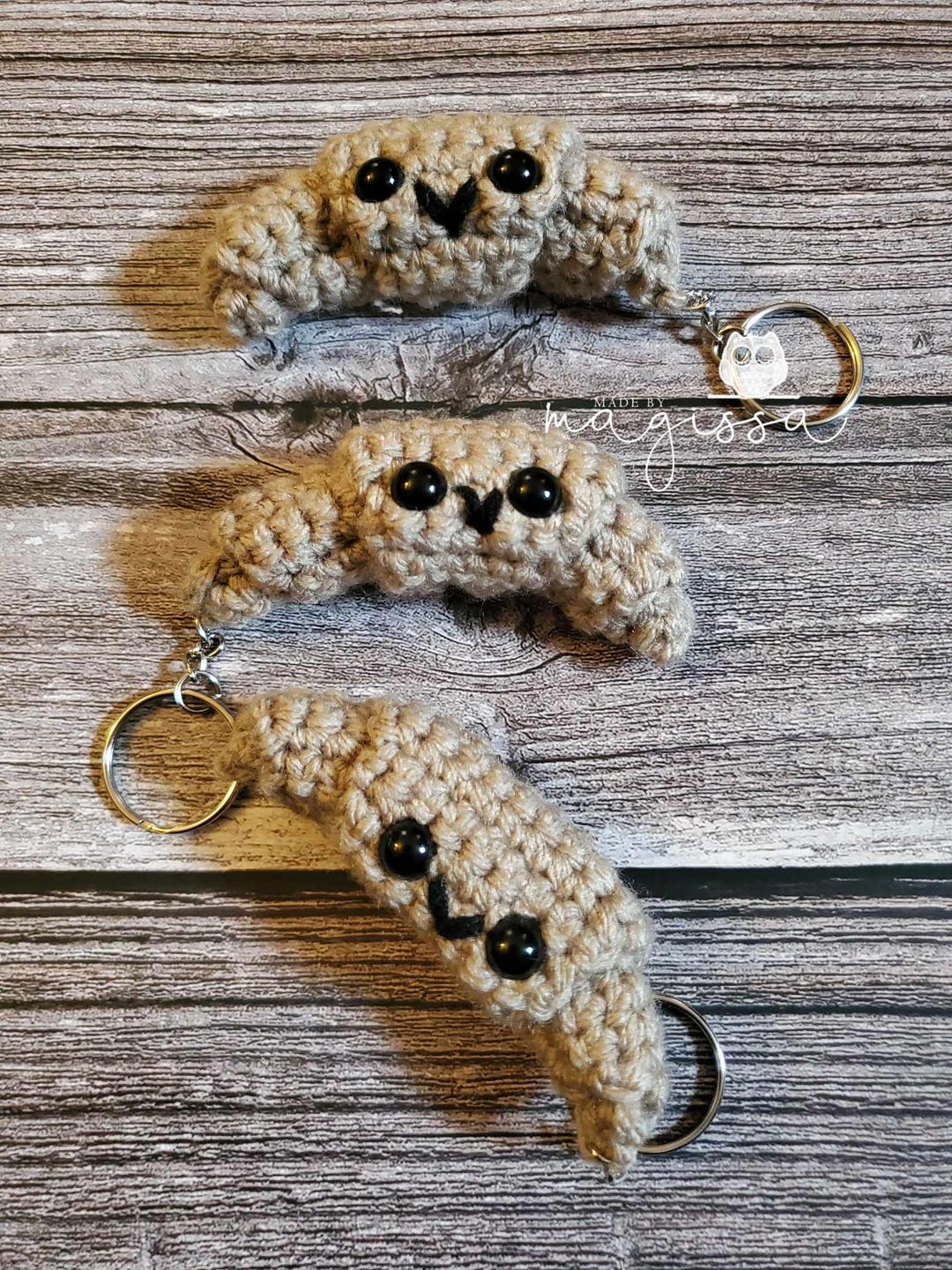 Croissant Keychain - Handmade Crochet Accessories - Emotional Support ...