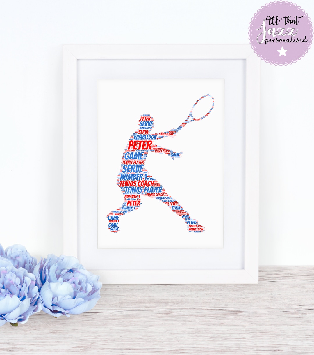 Personalised Word Art Print Tennis Tennis Player Sport - Etsy