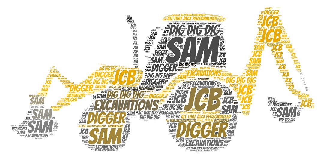 Personalised Word Art Print Digger JCB Builder Dad Father Thank You ...