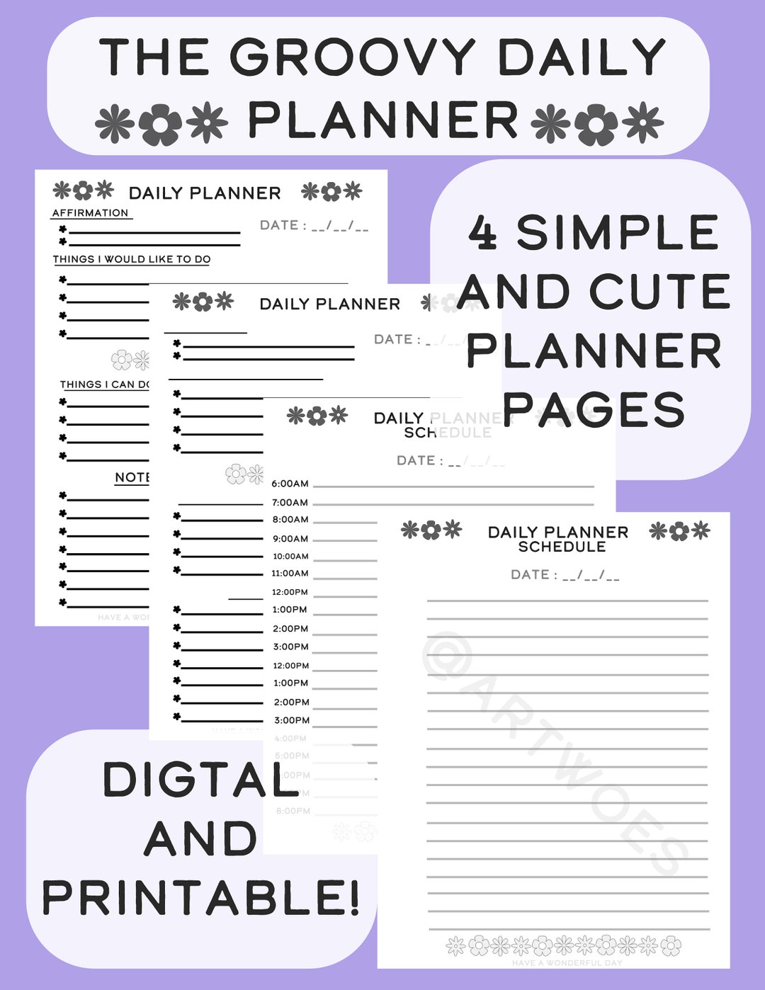 Groove Your Day Custom Printable Planner, Simple and Cute Digital and ...