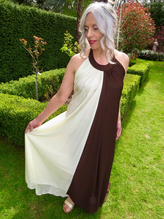 Vintage 1970s Susan Small Brown and Cream Colour Bloc… - Gem