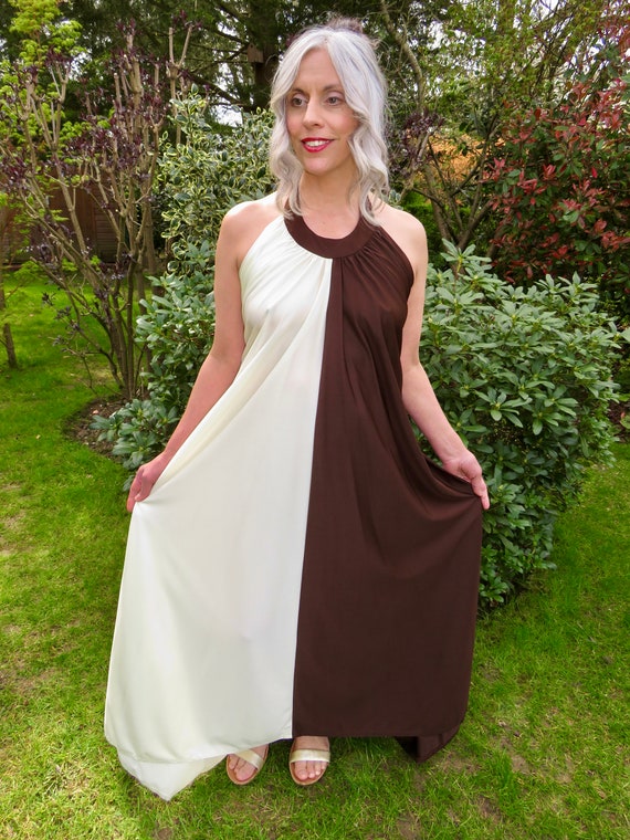 Vintage 1970s Susan Small Brown and Cream Colour Bloc… - Gem