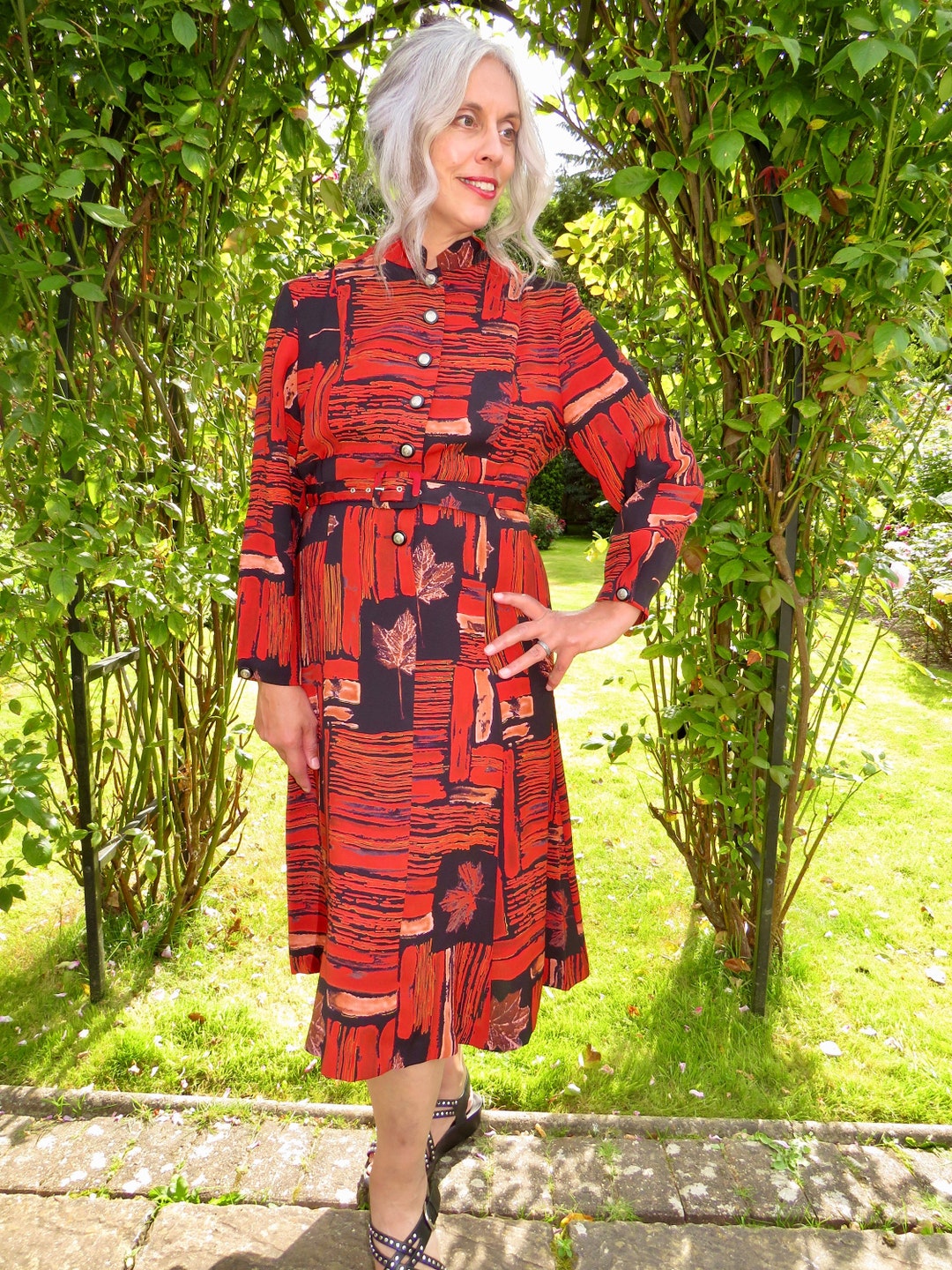 Vintage 1980s Richard Stump Shirt Dress With Button Front, Small Collar ...