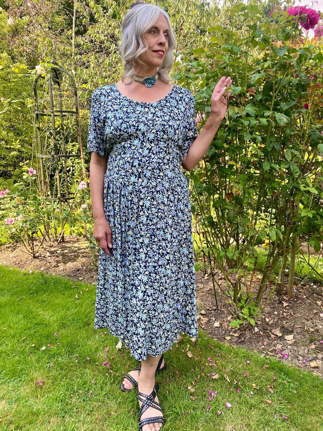 Vintage 1980s Floral Tea Dress by Berkertex for Littlewoods With Short ...