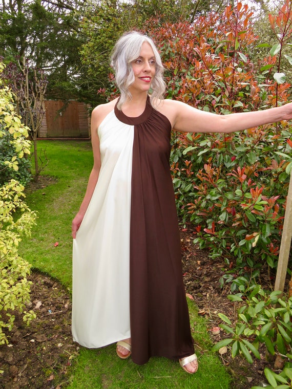 Vintage 1970s Susan Small Brown and Cream Colour Bloc… - Gem