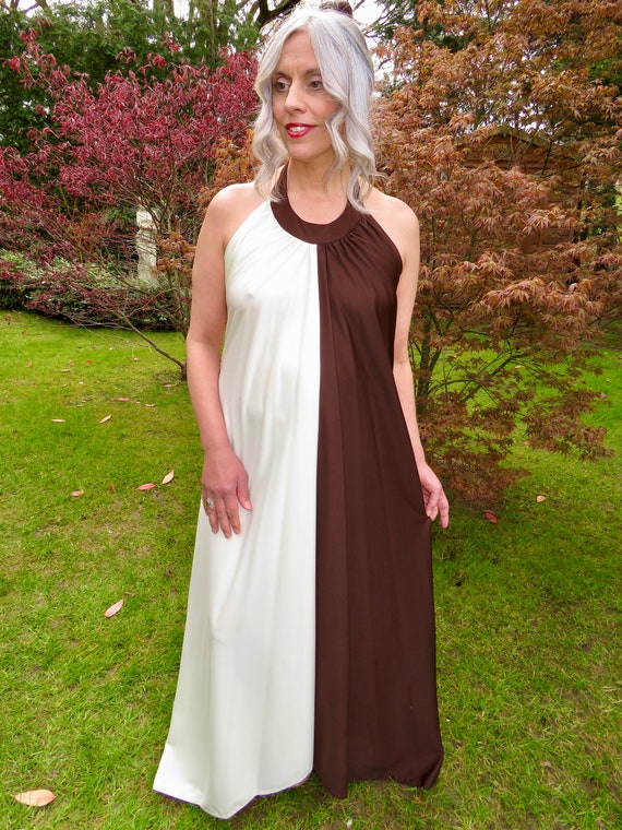 Vintage 1970s Susan Small Brown and Cream Colour Bloc… - Gem