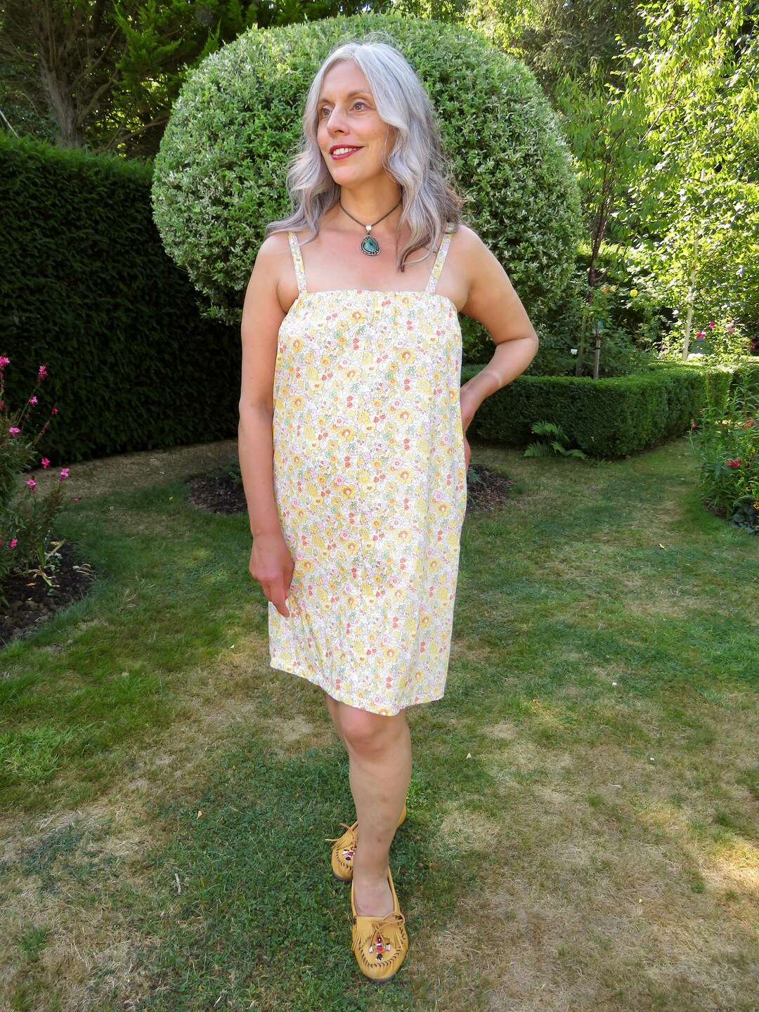 REDUCED Vintage Late 60s Early 70s Lemon Floral Mini Dress With Tie ...