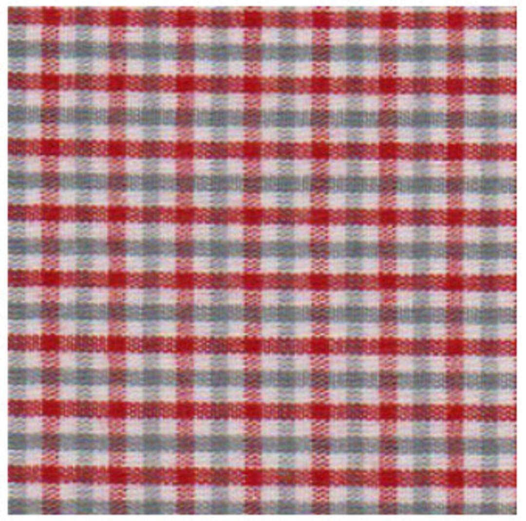 Red and Gray Tattersall Check Fabric - Fabric by the Yard - FBY ...
