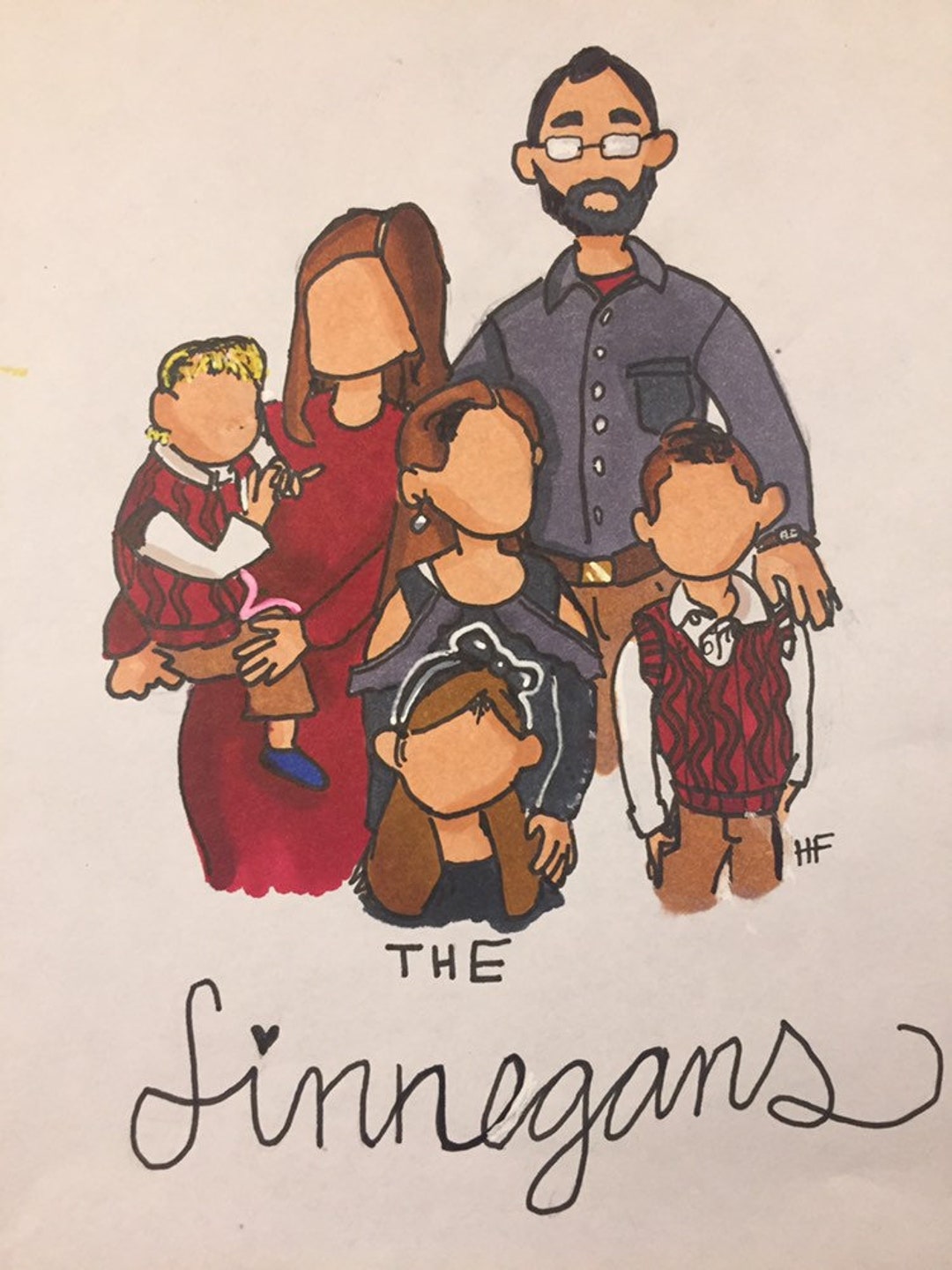 Custom Faceless Family Portrait/illustration, Family Illustration ...